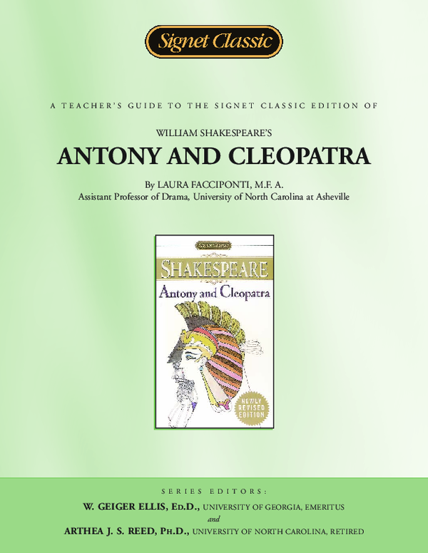 (PDF) Antony and Cleopatra: A Study Guide for Teachers