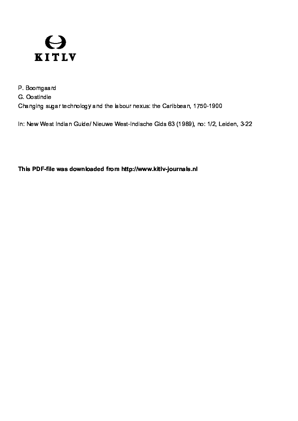 (PDF) (with Peter Boomgaard), ‘Changing sugar technology and the labour ...