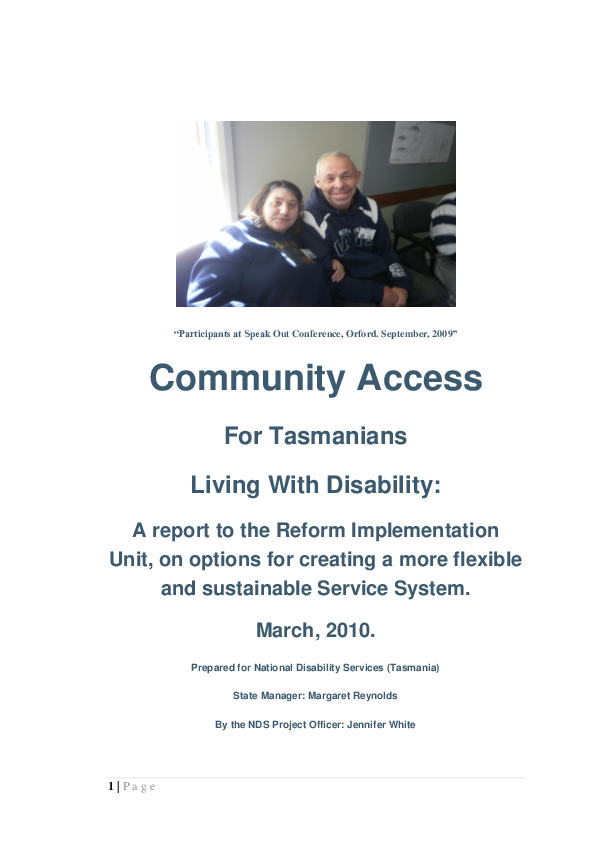 (PDF) Community Access for People living with Disability in Tasmania ...
