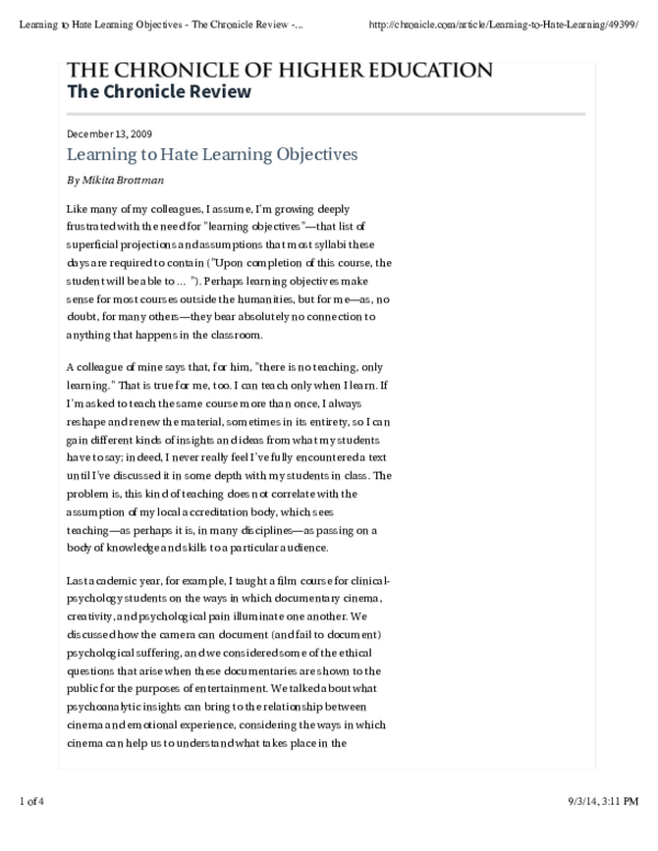 (PDF) "Learning to Hate Learning Objectives"