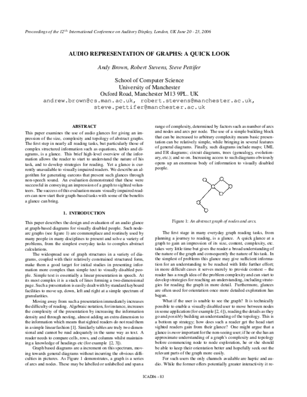 (PDF) AUDIO REPRESENTATION OF GRAPHS: A QUICK LOOK