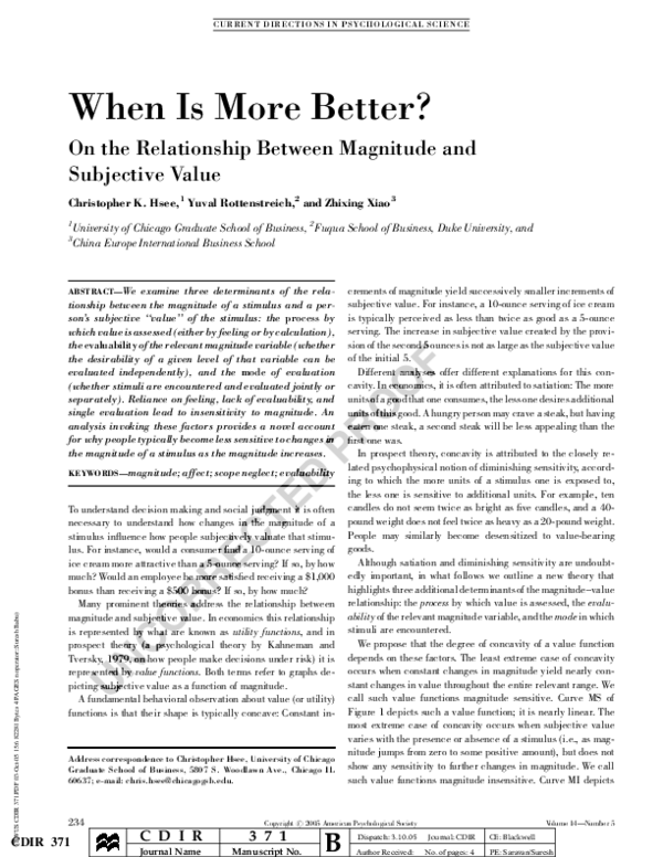(PDF) When Is More Better?On the Relationship Between Magnitude and ...