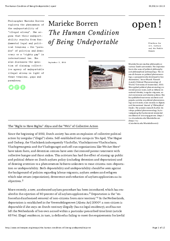 (PDF) The Human Condition of Being Undeportable. The “Right to Have ...