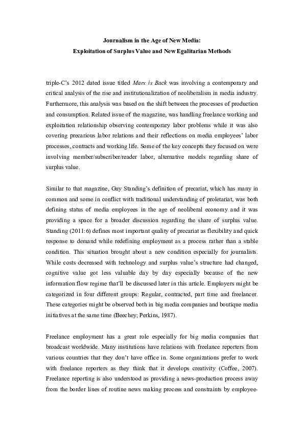 (PDF) Journalism in the Age of New Media | Sarphan Uzunoğlu - Academia.edu