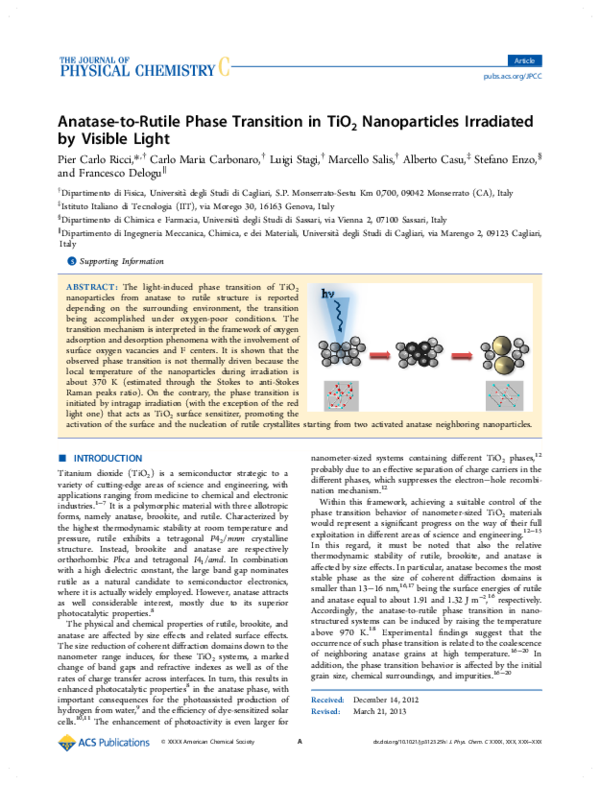 (PDF) Anatase-to-Rutile Phase Transition in TiO2 Nanoparticles Irradiated by Visible Light