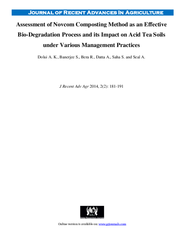 (PDF) Assessment of Novcom Composting Method as an Effective Bio-Degradation Process and its ...