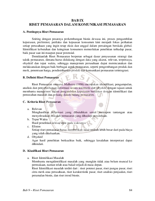 (PDF) BAB IX RISET PEMASARAN DALAM KOMUNIKASI PEMASARAN