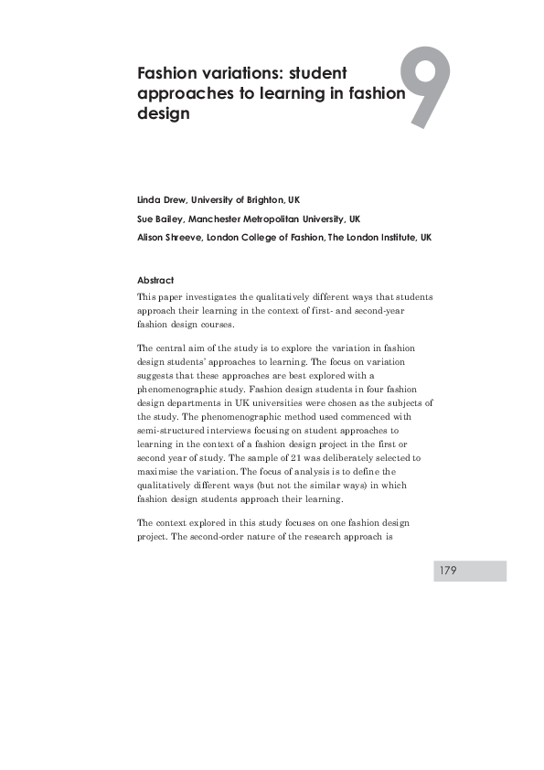 (PDF) Fashion Variations: student approaches to learning in fashion design