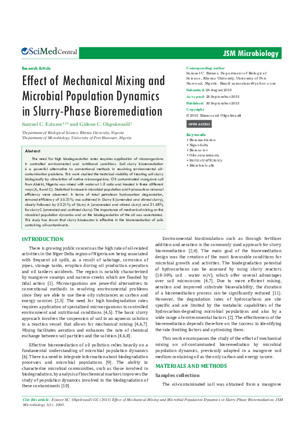 (PDF) Effect of Mechanical Mixing and Microbial Population Dynamics in ...