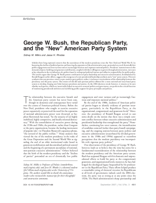 (PDF) George W. Bush, the Republican Party, and the 'New' American ...