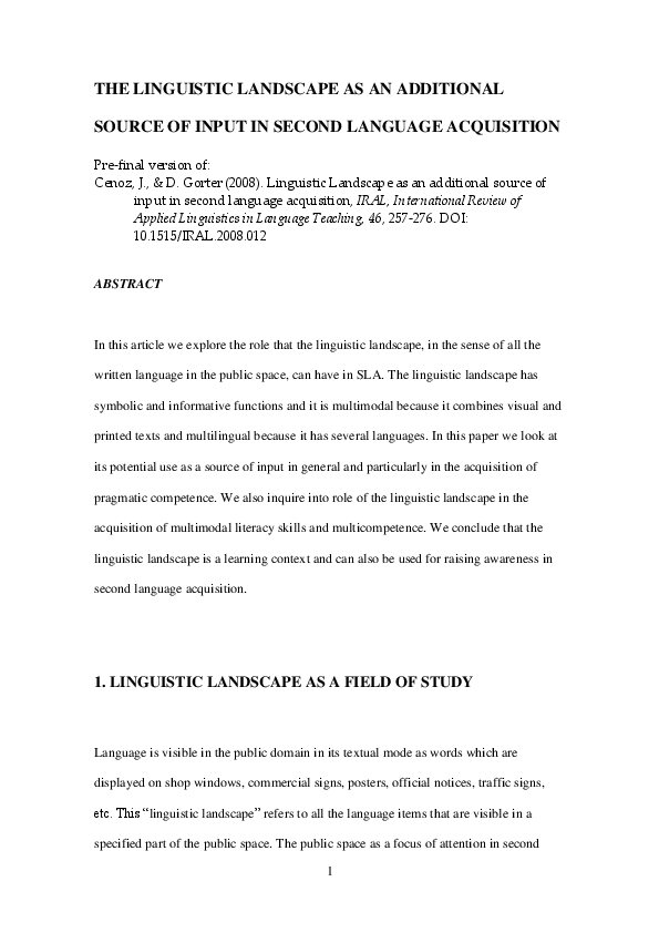 code switching linguistic landscape