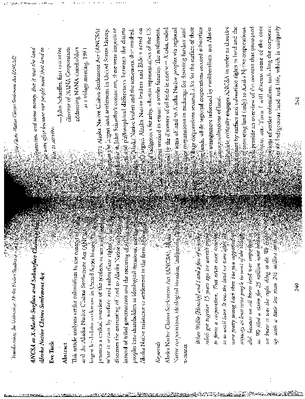 (PDF) ANCSA as x-mark: Surface and subsurface claims of the Alaska ...
