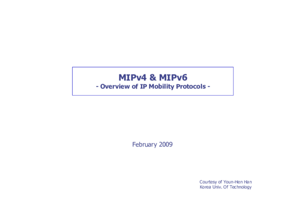 (PDF) MIPv4 & MIPv6 -Overview of IP Mobility Protocols