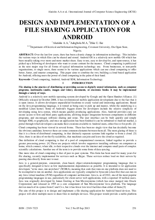 Pdf Design And Implementation Of A File Sharing Application For Android