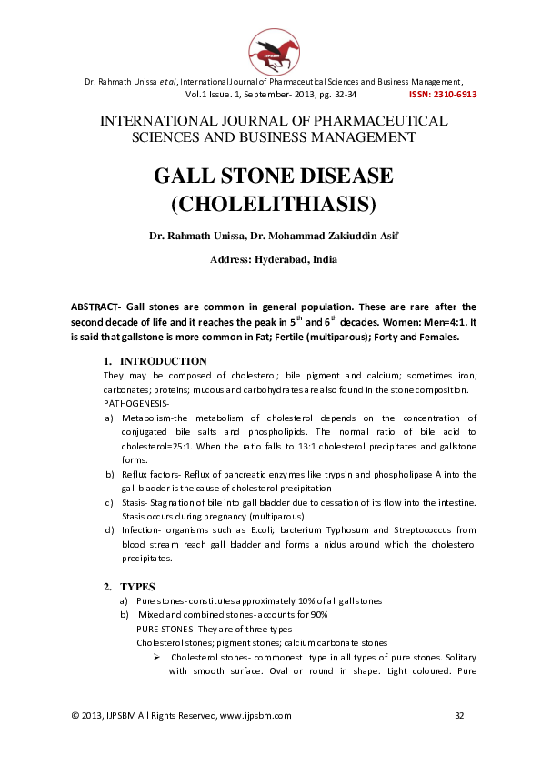 (PDF) GALL STONE DISEASE (CHOLELITHIASIS)