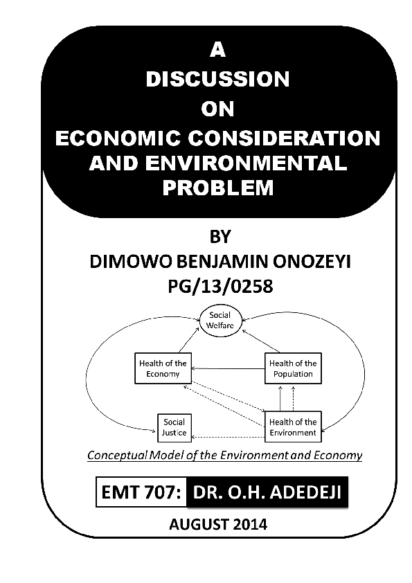 (PDF) ECONOMIC CONSIDERATIONS AND ENVIRONMENTAL PROBLEM