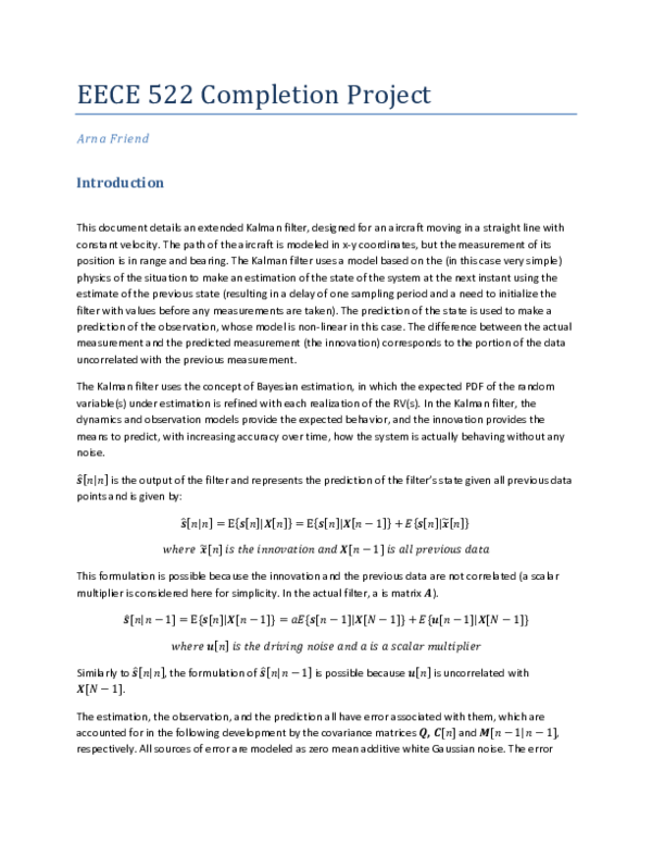 Doc Simple Non Linear Kalman Filter