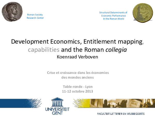 Development Economics, Entitlement mapping, capabilities and the Roman ...