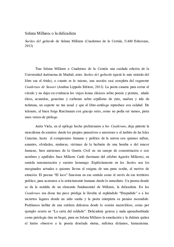 (DOC) Selena Millares o la delicadeza