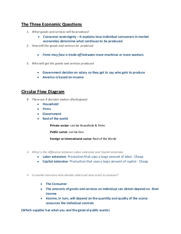 (DOC) The Three Economic Questions 1