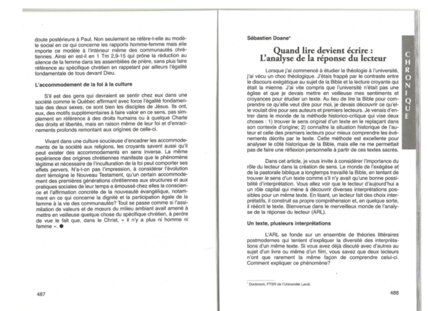 (DOC) Quand lire devient écrire: l'analyse de la réponse du lecteur