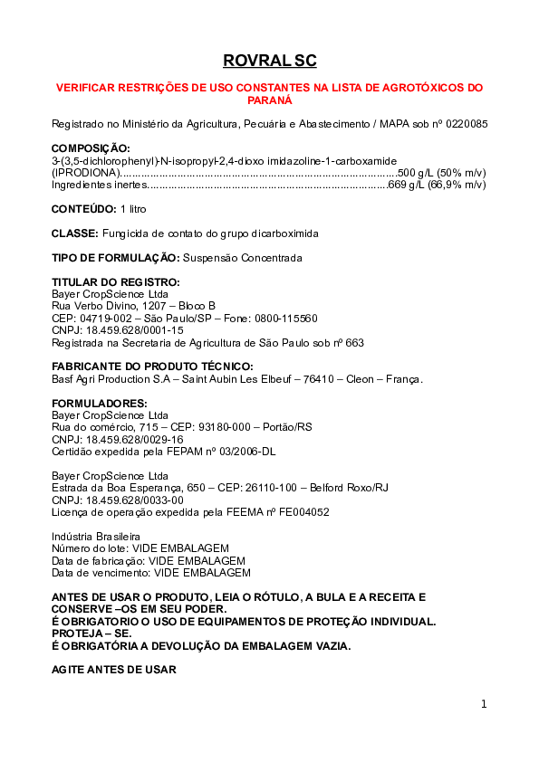 (PDF) ROVRAL SC VERIFICAR RESTRIÇÕES DE USO CONSTANTES NA LISTA DE ...