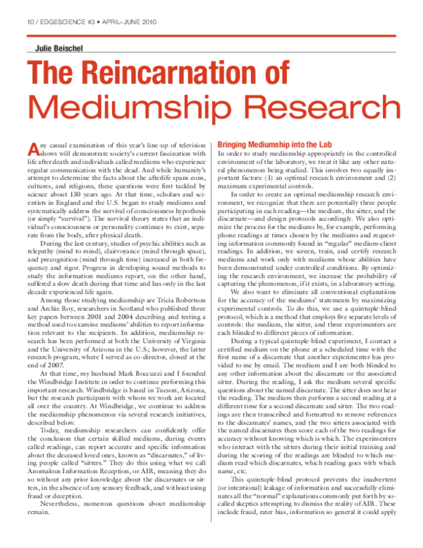 (PDF) The Reincarnation of Mediumship Research