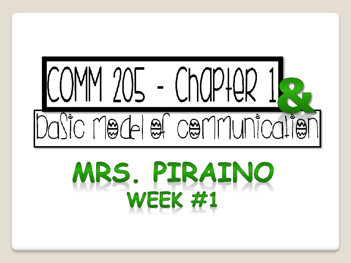 (PPT) Models of Communication & Intro to Public Speaking