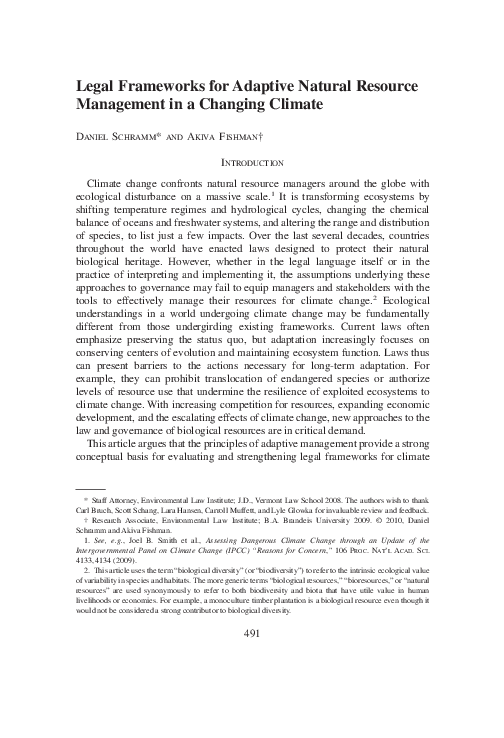 (PDF) Legal Frameworks for Adaptive Natural Resource Management in a ...