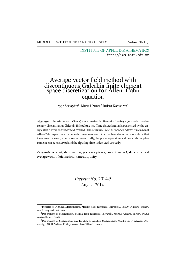 Pdf Average Vector Field Method With Discontinuous Galerkin Finite