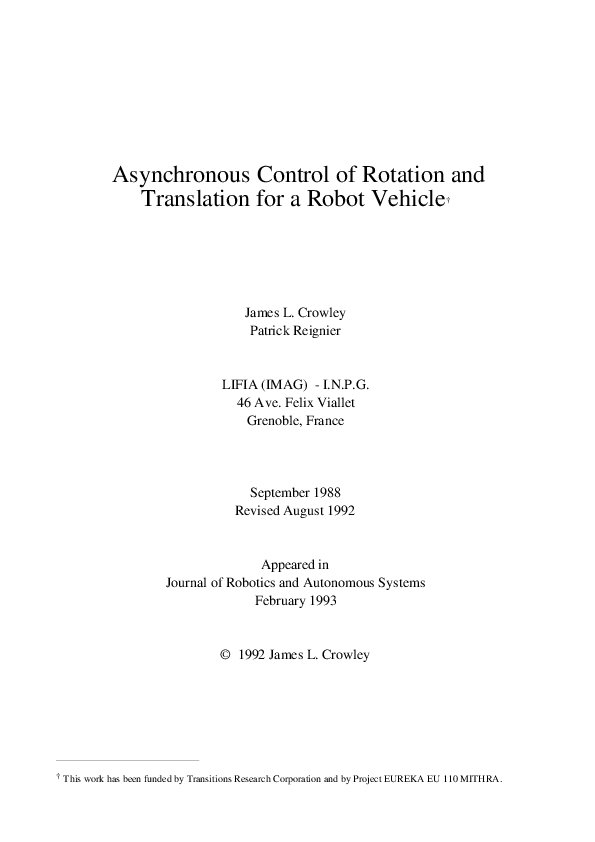 (PDF) Asynchronous control of rotation and translation for a robot vehicle