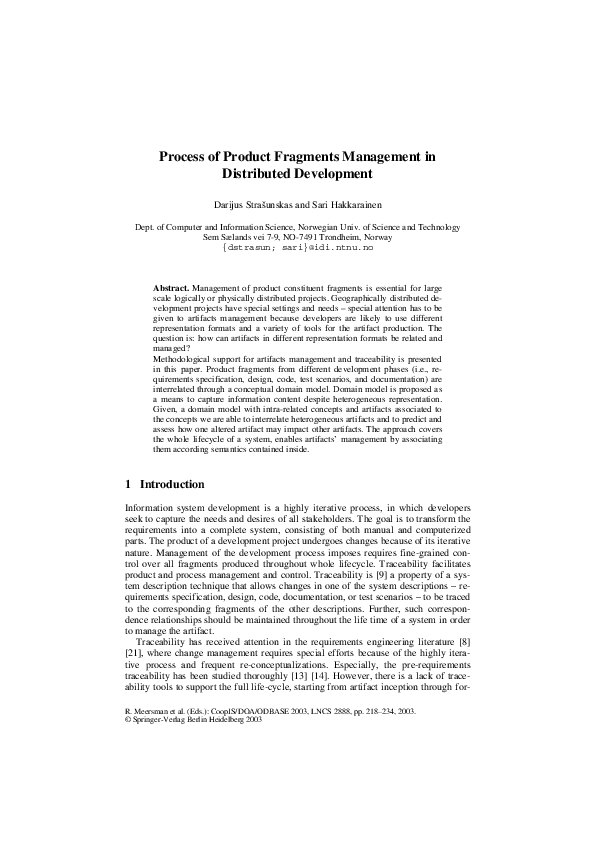 (PDF) Process of product fragments management in distributed development