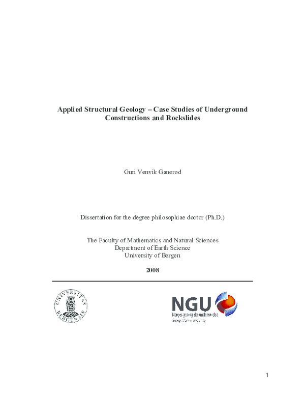 (PDF) Applied Structural Geology – Case Studies of Underground ...