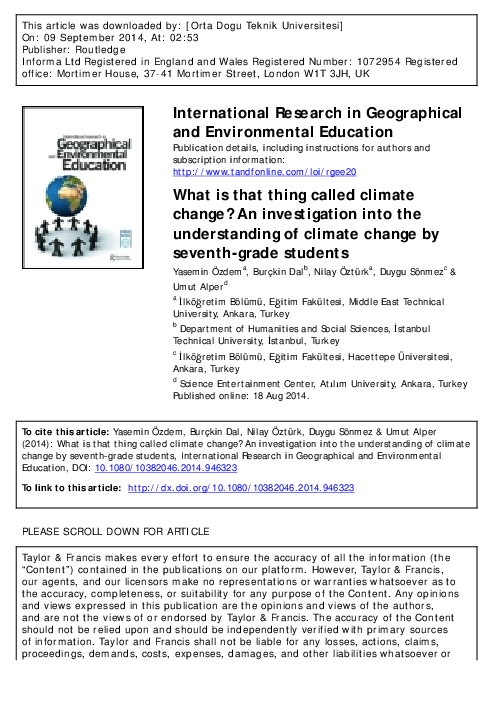 (PDF) What is that thing called climate change? An investigation into ...