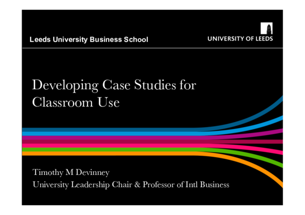 Developing Case Studies for Classroom Use