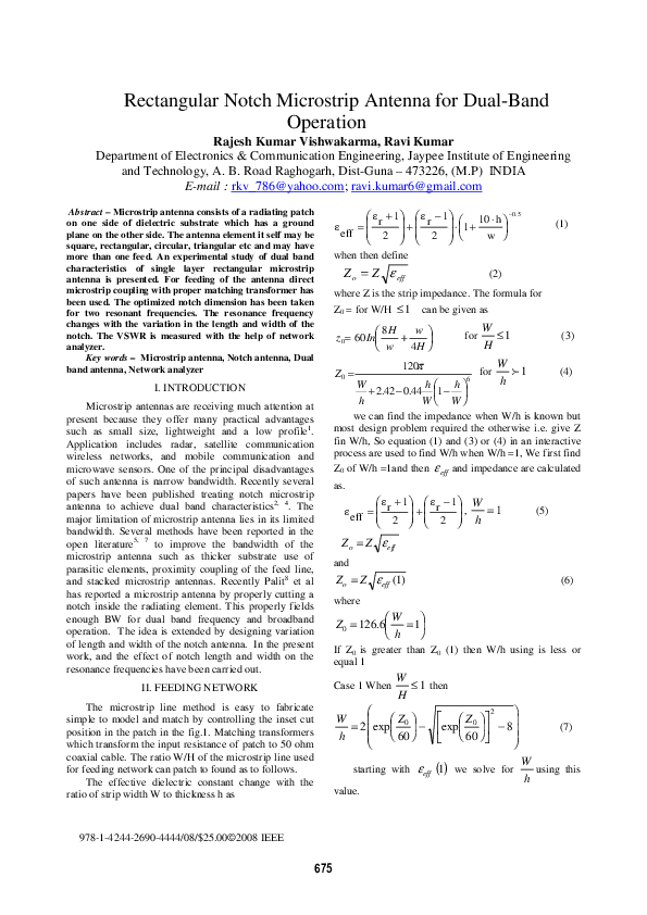 (PDF) Rectangular Notch Microstrip Antenna for Dual-Band Operation
