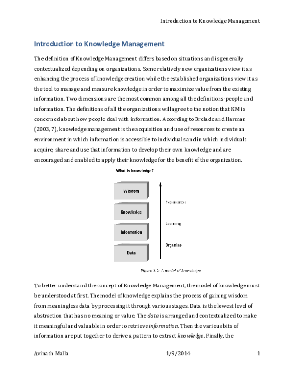 (DOC) Introduction to Knowledge Management