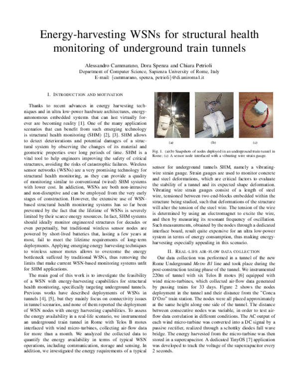 Pdf Energy Harvesting Wsns For Structural Health Monitoring Of Underground Train Tunnels 