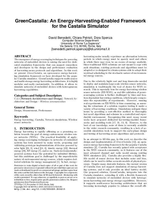 (PDF) GreenCastalia: an energy-harvesting-enabled framework for the ...