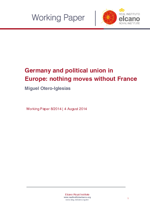 (PDF) Germany and Political Union in Europe: Nothing moves without France