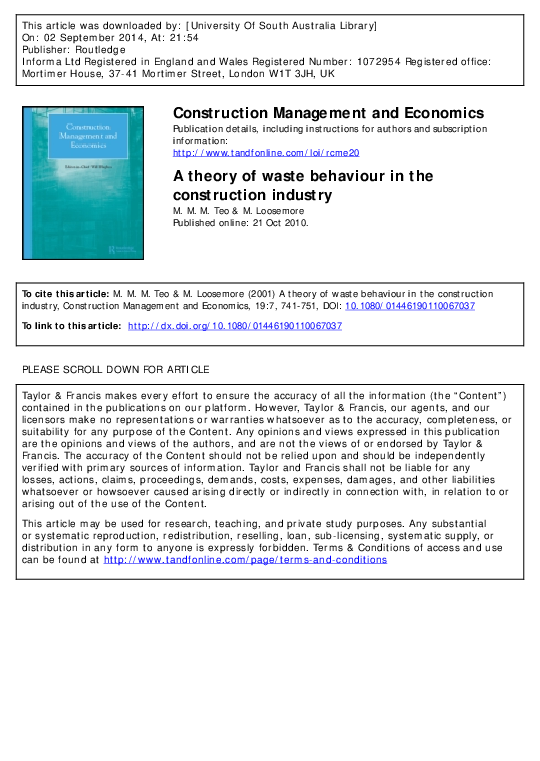 (PDF) Theory for waste behaviour