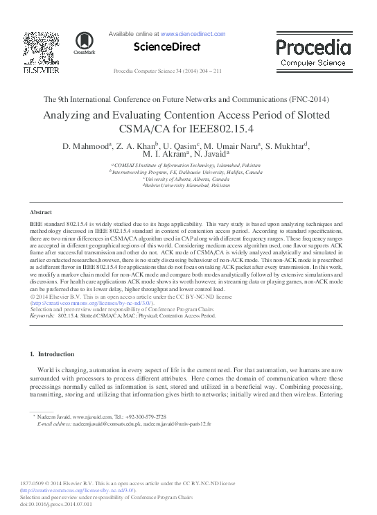 (PDF) Analyzing and Evaluating Contention Access Period of Slotted CSMA ...