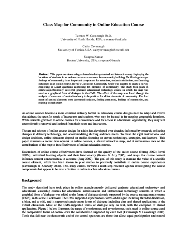 (PDF) Class Map for Community in Online Education Course