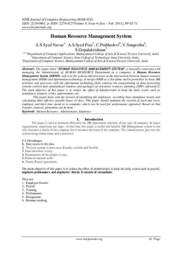 (PDF) Human Resource Management System