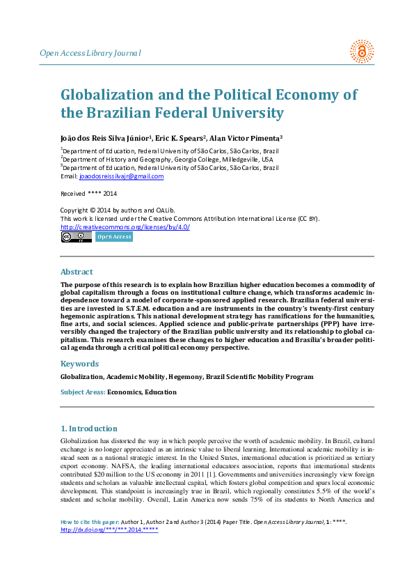 (PDF) Globalization and the Political Economy of Brazilian Federal ...