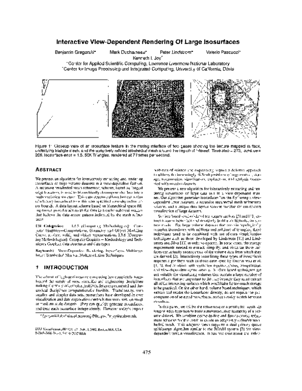 (PDF) Interactive view-dependent rendering of large isosurfaces