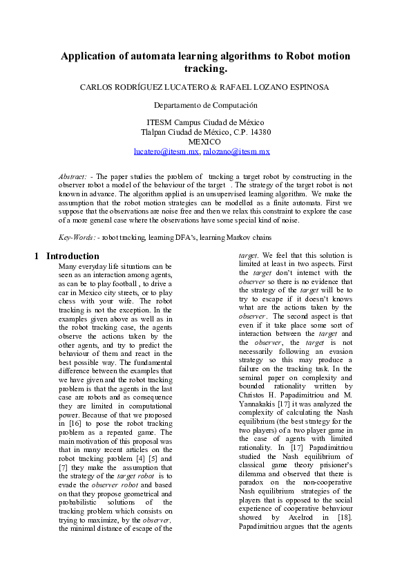 Application Of Automata Learning Algorithms To Robot Motion Tracking 9811