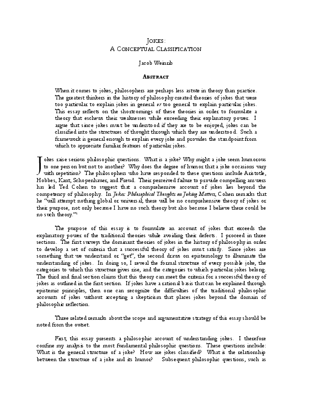(PDF) Jokes: A Conceptual Classification