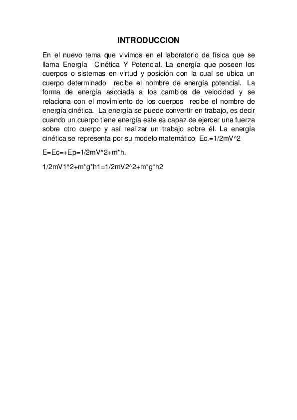 (DOC) ENERGIA CINETICA Y POTENCIAL