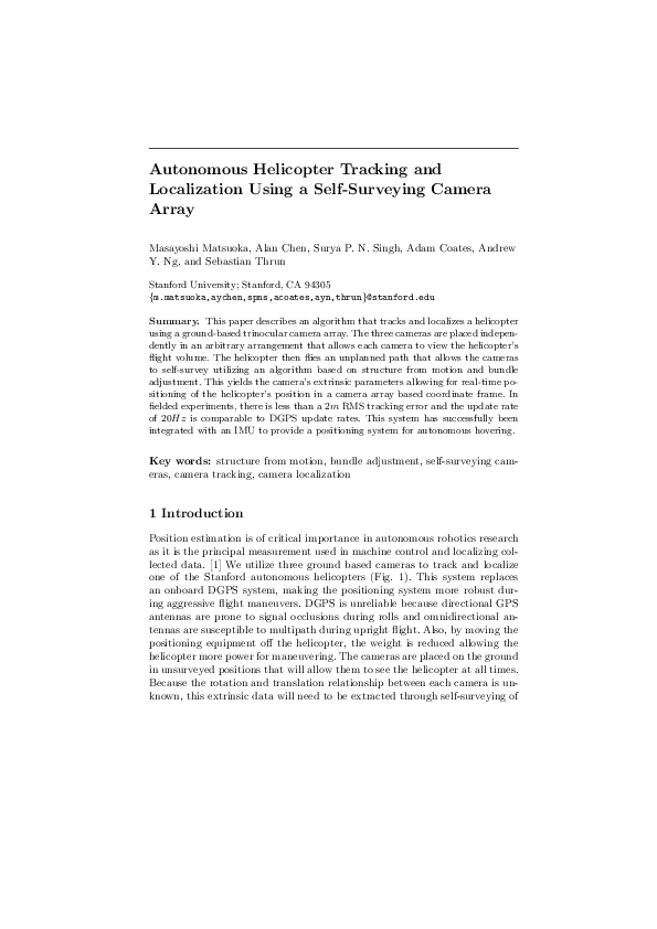 (PDF) Autonomous Helicopter Tracking and Localization Using a Self-Surveying Camera Array ...
